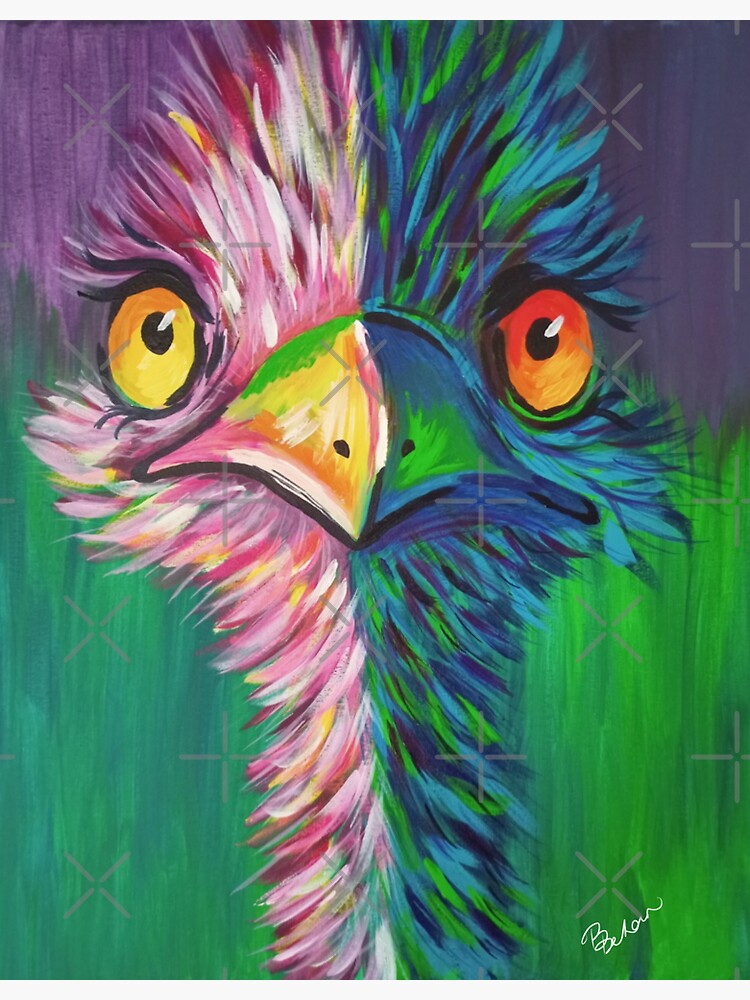 "Rainbow Emu" Sticker by brooke-behan | Redbubble