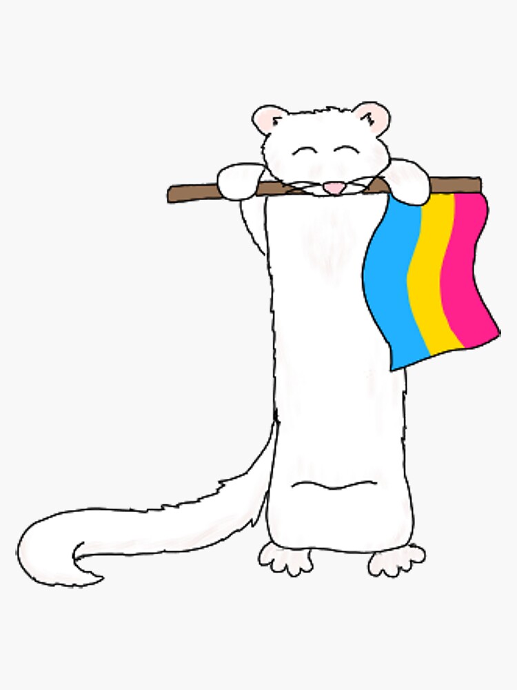 "Pan Flag Weasel (Winter Coat)" Sticker for Sale by NonbinarySarah ...