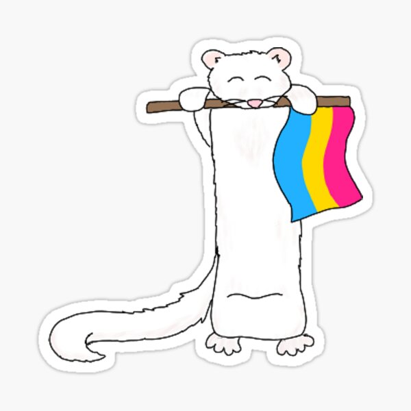 "Pan Flag Weasel (Winter Coat)" Sticker for Sale by NonbinarySarah ...