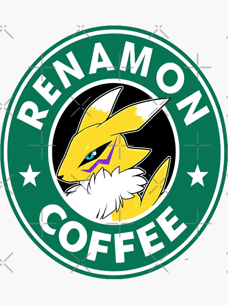"Renamon japanese anime digimon logo cofee" Sticker for Sale by ...