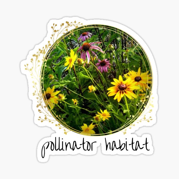 "Pollinator Habitat Beautiful Native Plants & Flowers Design" Sticker ...