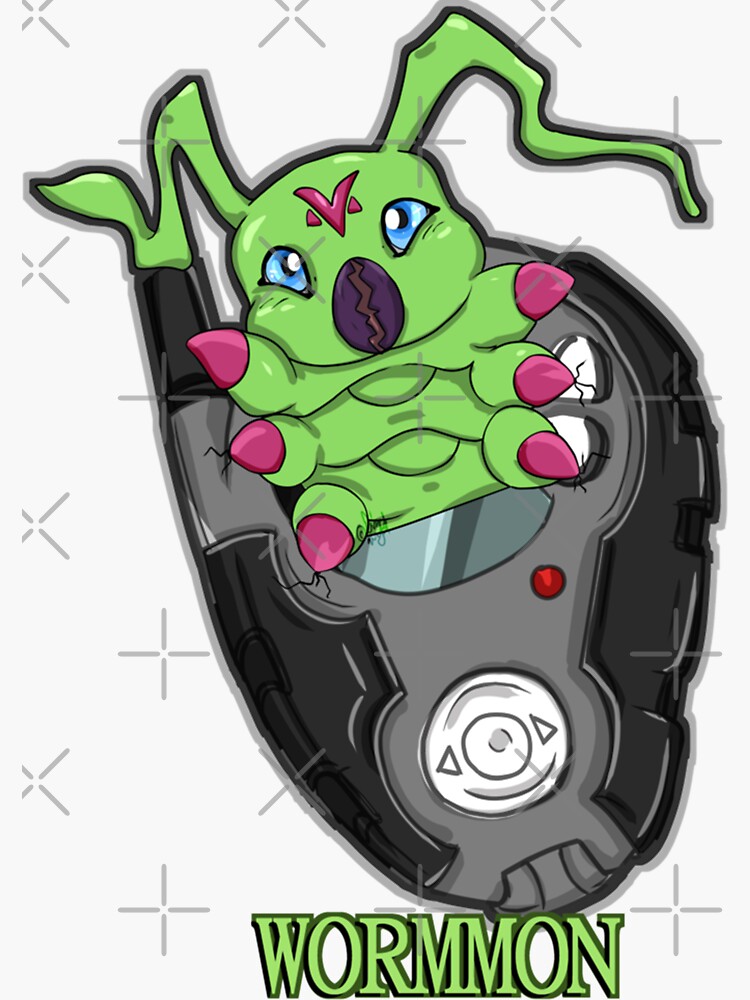 "wormmon adventure anime Digimon classic" Sticker for Sale by ...