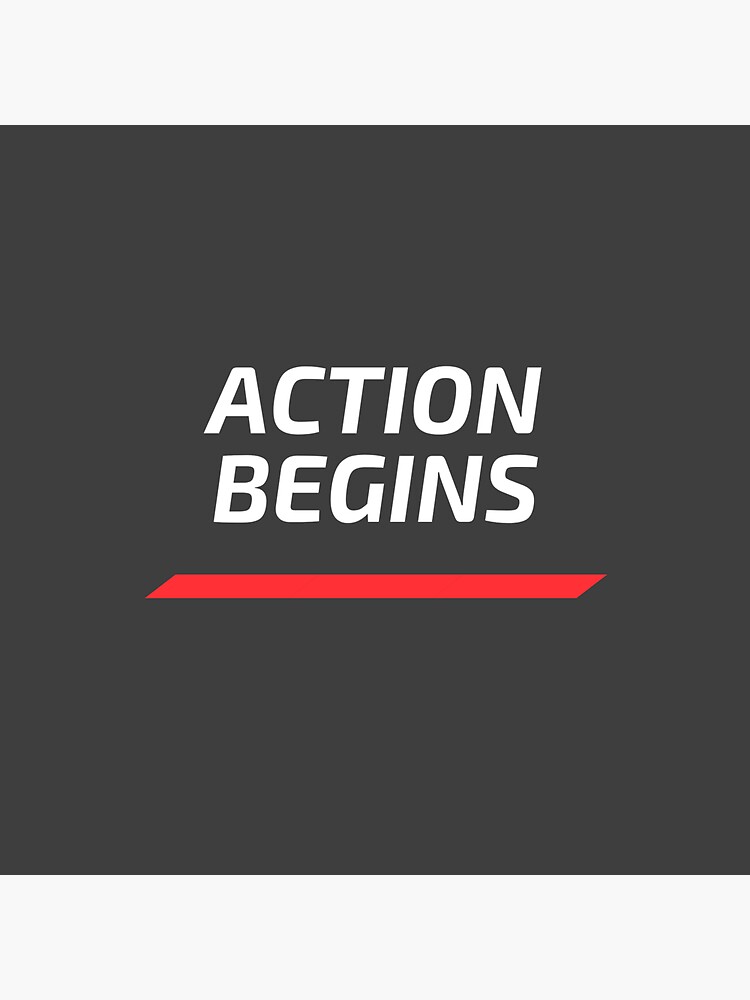 "ACTION BEGINS" Sticker for Sale by sayarikc | Redbubble