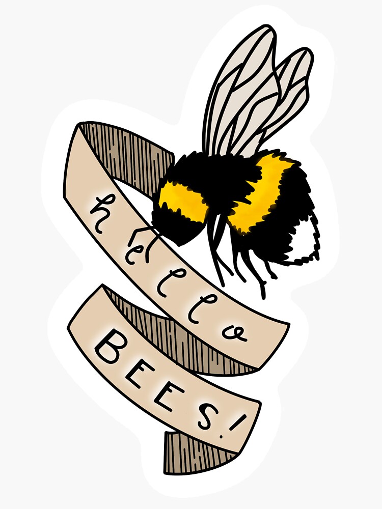 "Hello Bees!" Sticker for Sale by kelsearae | Redbubble