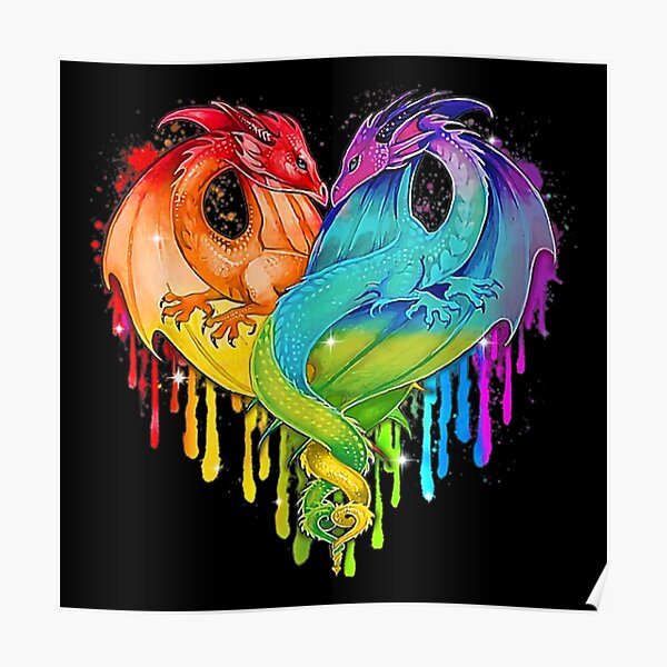 "LGBT Dragon Heart Rainbow Heart Dragon LGBT pride" Poster by ...