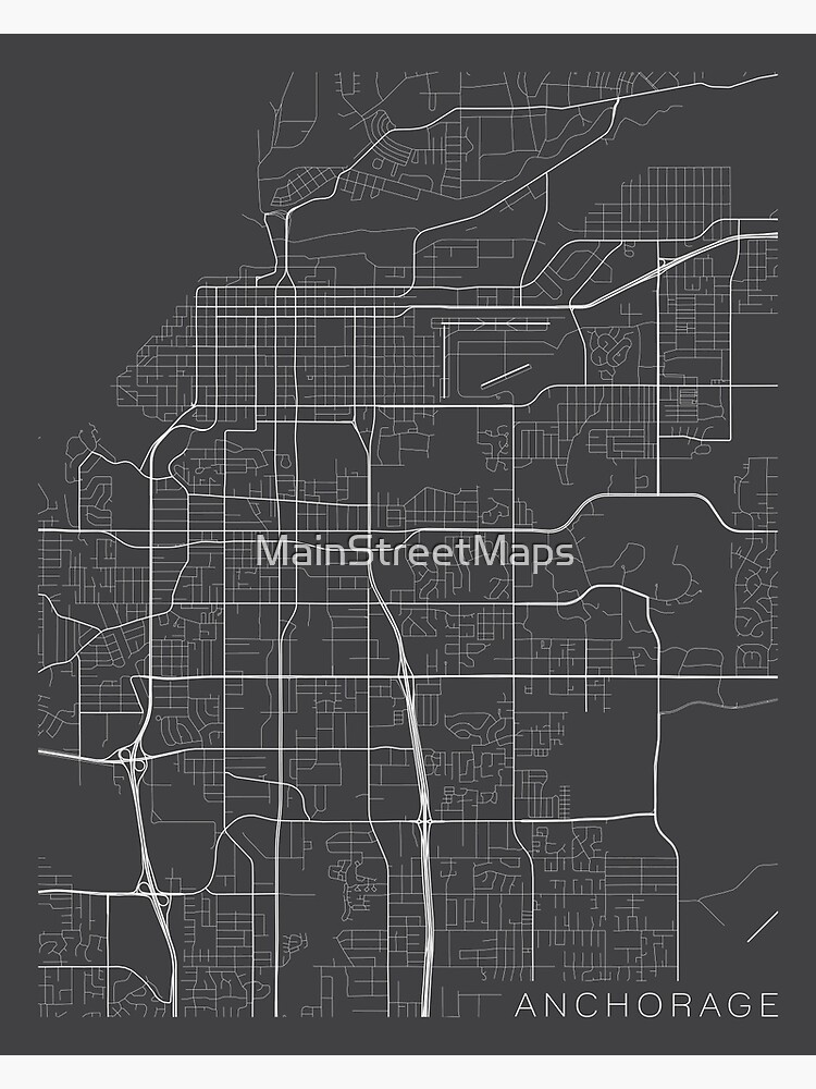 "Anchorage Map, USA - Gray" Poster by MainStreetMaps | Redbubble