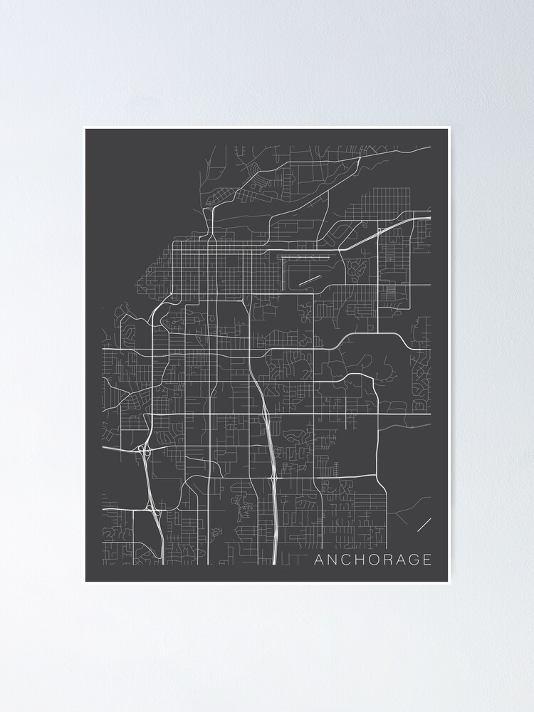 "Anchorage Map, USA - Gray" Poster by MainStreetMaps | Redbubble