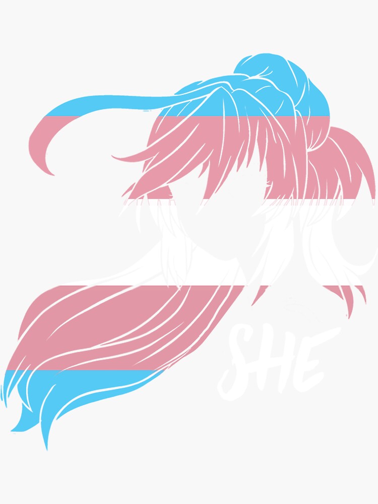"Transgender Anime Shirt - Transwoman LGBT Trans Flag Pride" Sticker ...