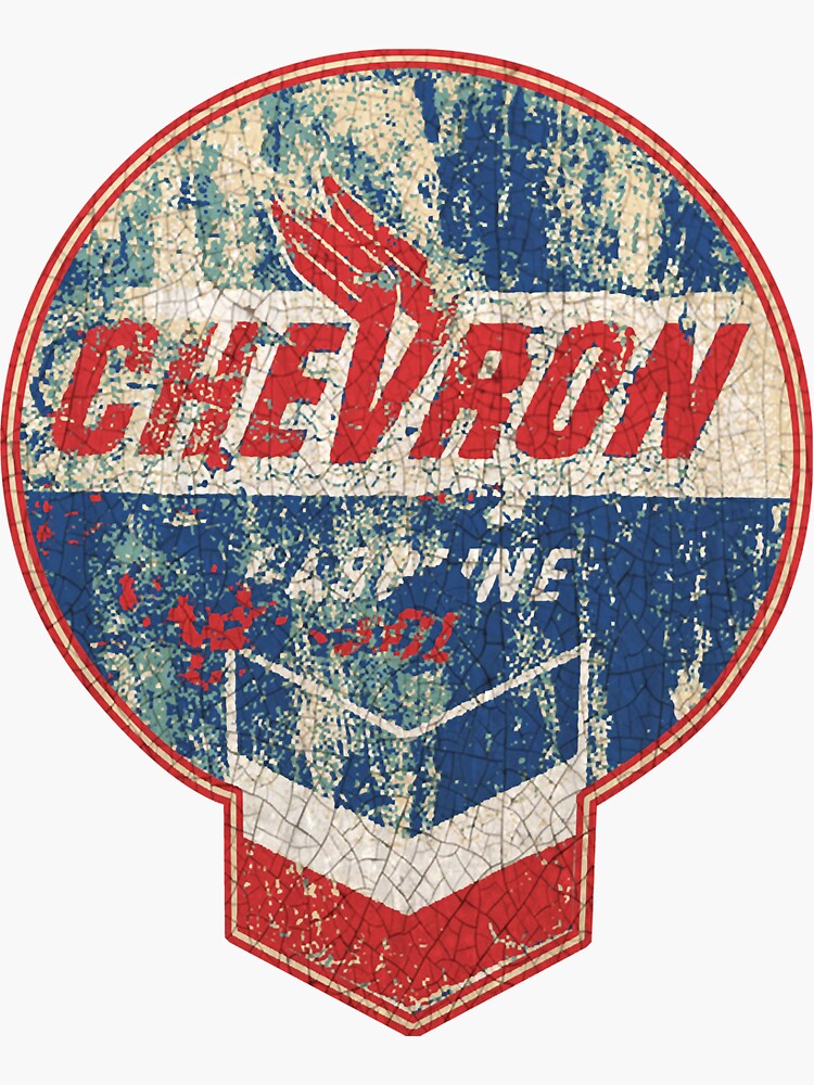 "Vintage Chevron oil and gas sign Classic T-Shirt" Sticker for Sale by ...