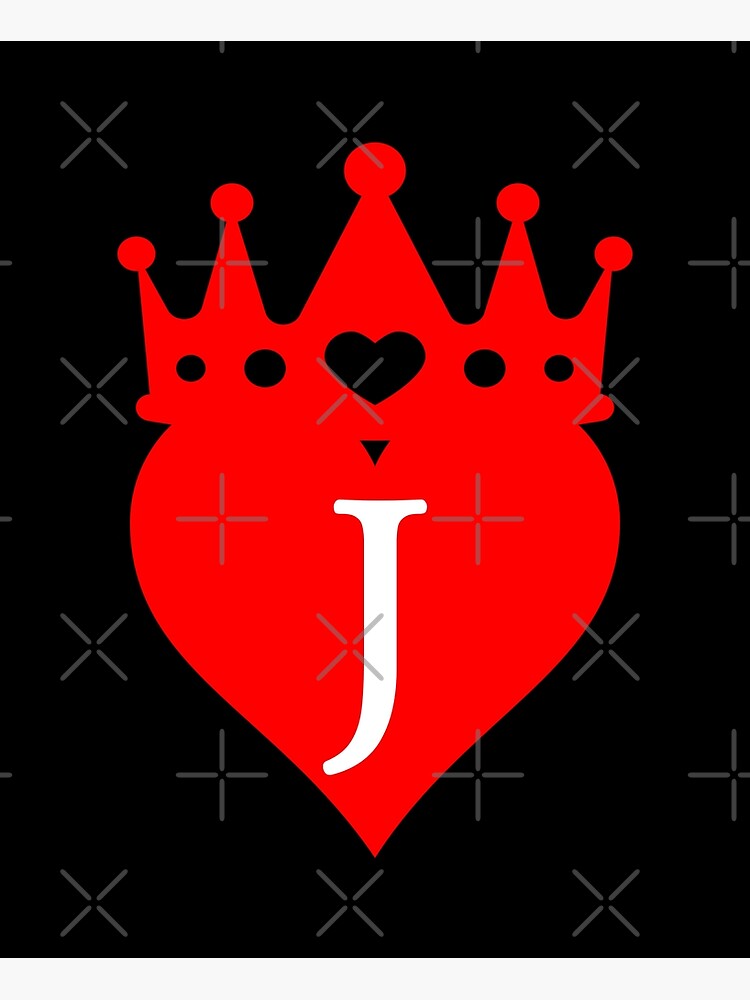 Póster «rey o reina coronado corazón rojo con la letra J» de ...