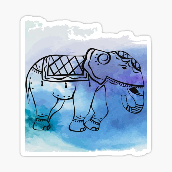 "Water Colour Elephant- Indian Motifs" Sticker for Sale by Radha9797 ...