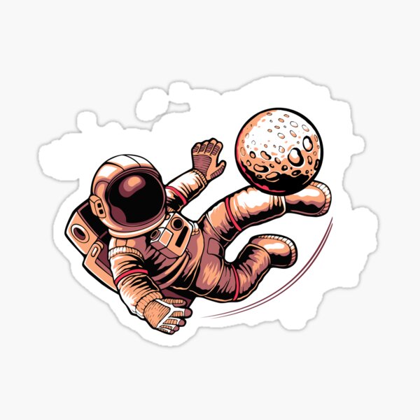 "Football Astronaut scissor Shot " Sticker by roocky | Redbubble