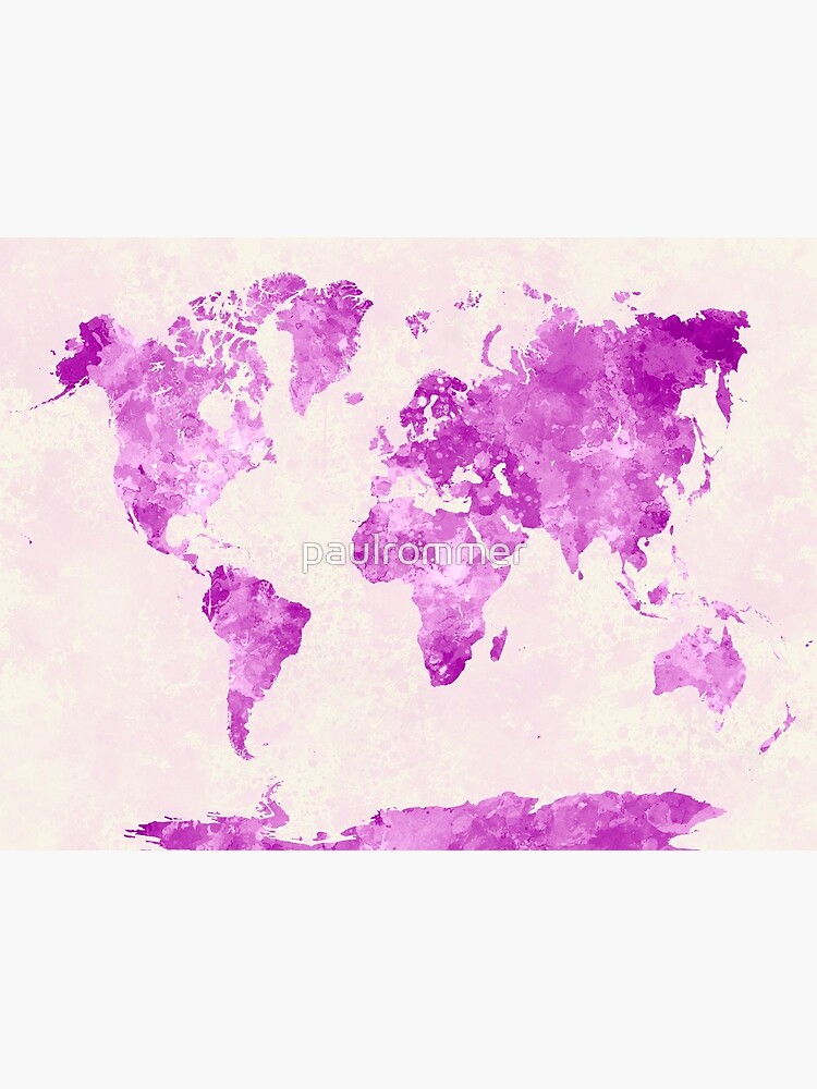 Lámina fotográfica «Mapa del mundo en acuarela rosa» de paulrommer ...