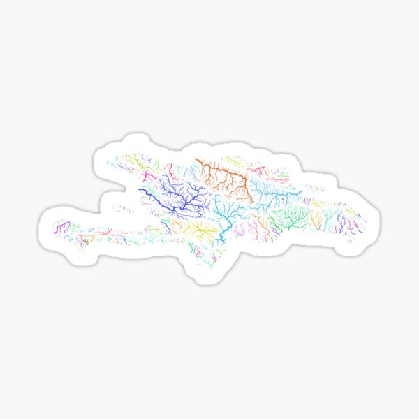 "Hispaniola River Basin Map in Rainbow Colours with White Background ...