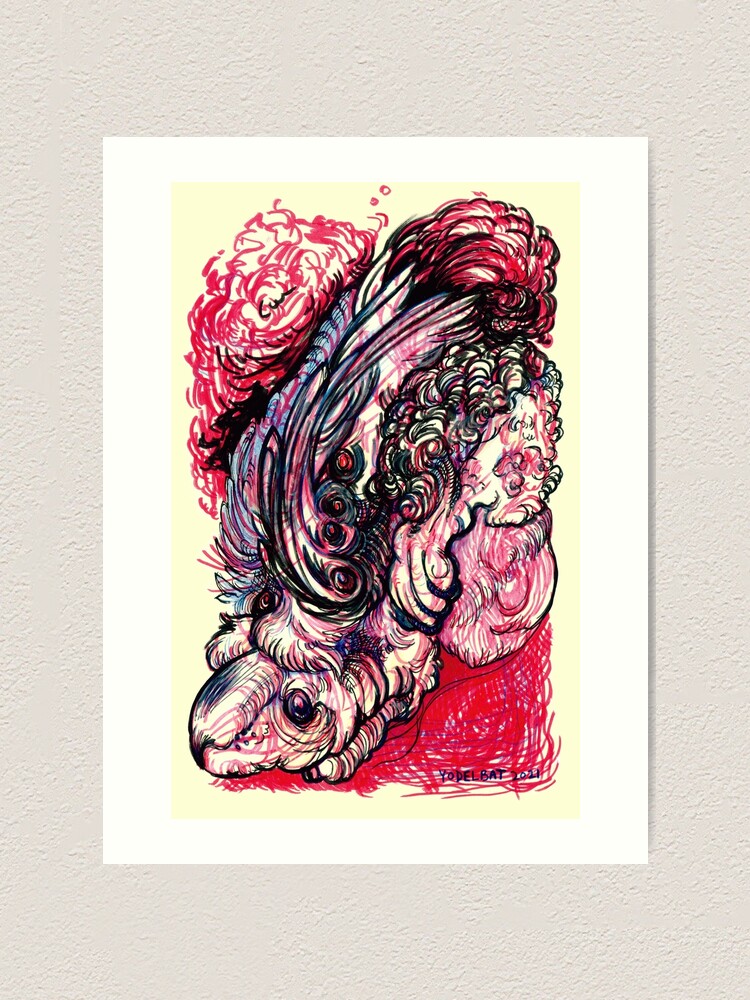"Psychedelic Abstract White Rabbit" Art Print by yodelbat | Redbubble