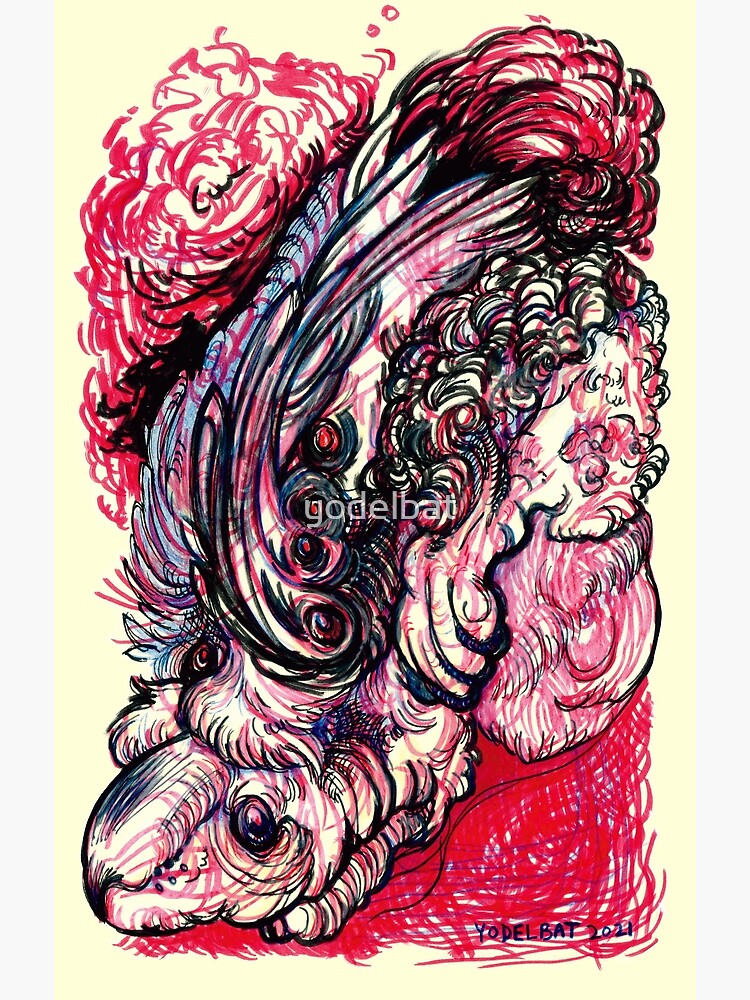 "Psychedelic Abstract White Rabbit" Art Print by yodelbat | Redbubble