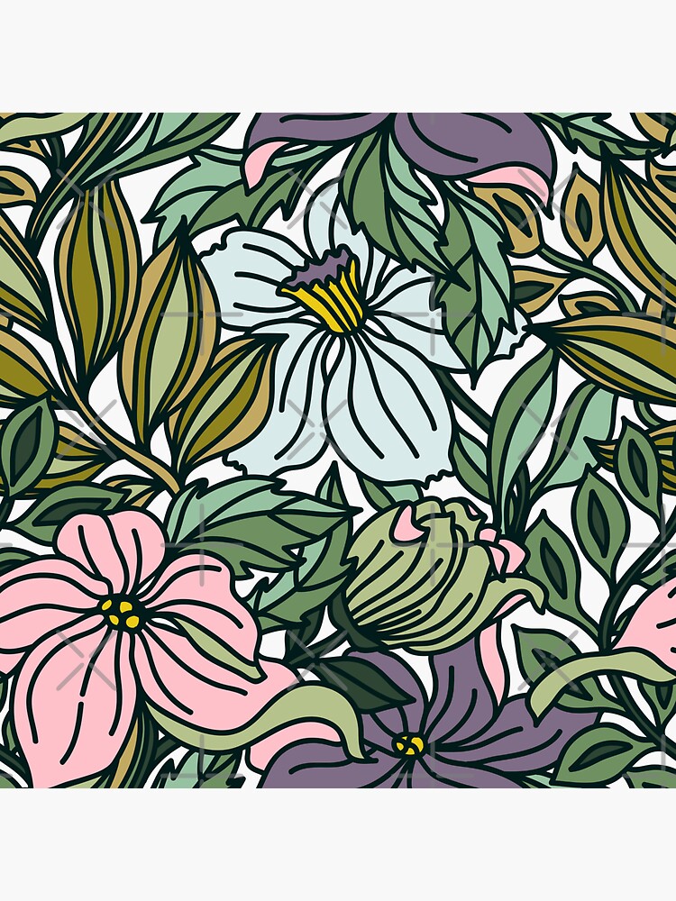 "Flowy Floral Pattern" Sticker for Sale by Pro-castinator | Redbubble