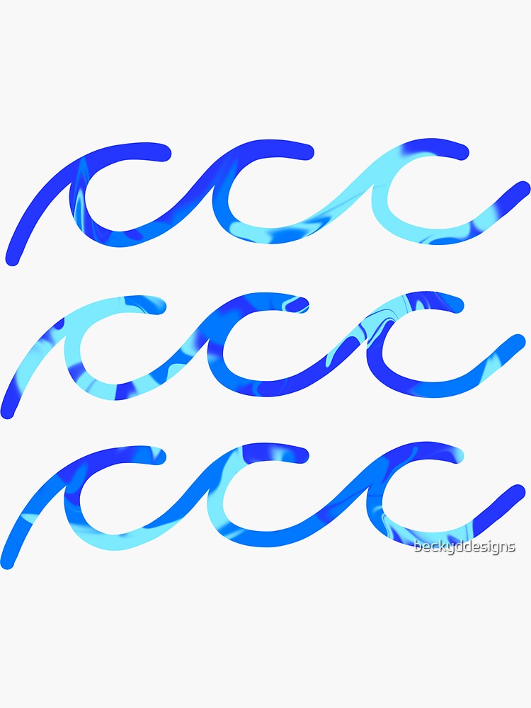 "Three Waves | Ocean | Sea " Sticker for Sale by beckyddesigns | Redbubble