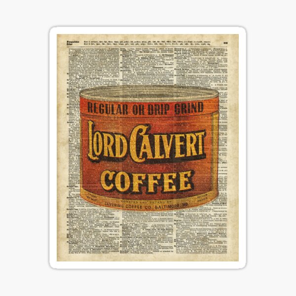 "Vintage Lord Calvert Coffee Can Illustration,Vintage Dictionary Art ...