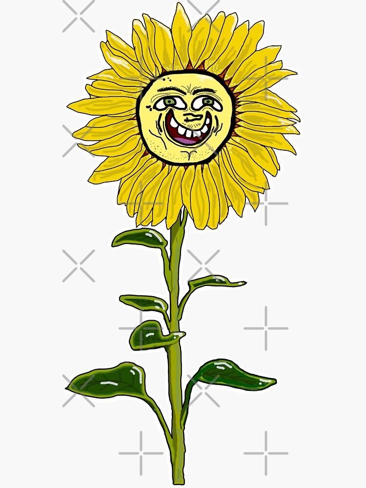 "Creepy Goofy Scary Faced Sunflower Cartoon Character" Sticker for Sale ...