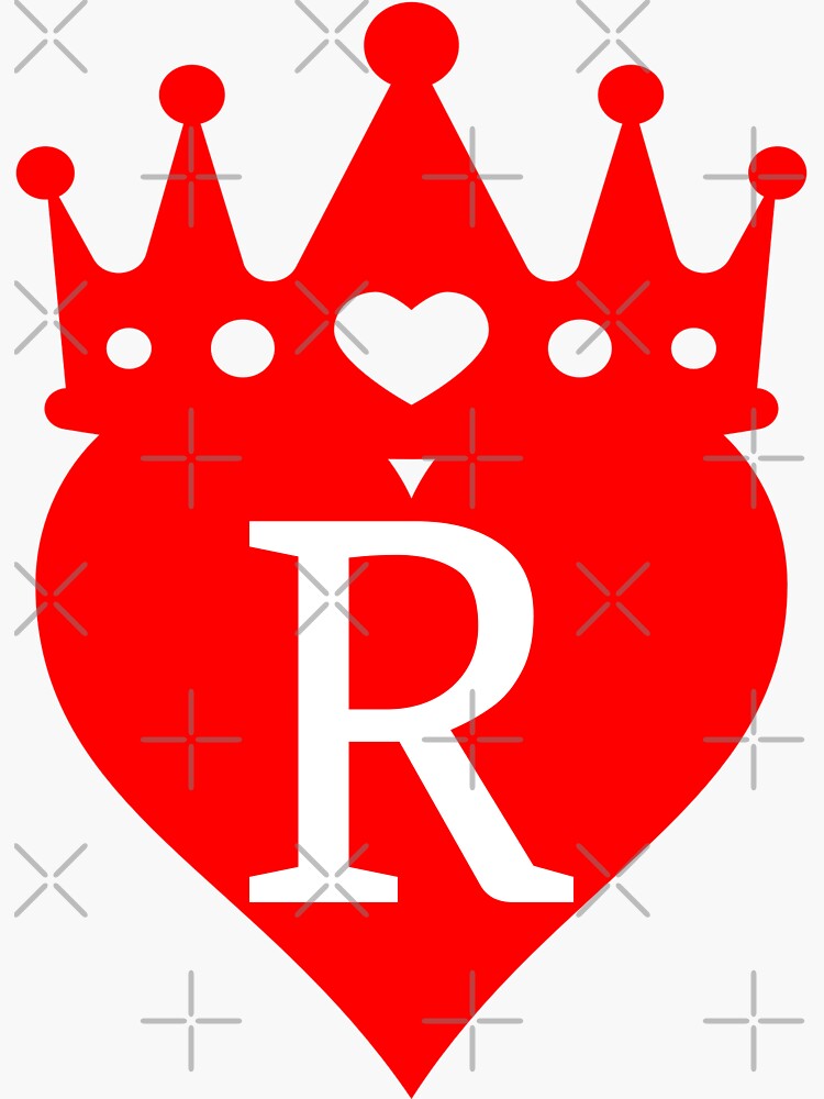 "crowned red heart with letter R" Sticker for Sale by ronaldsonou ...