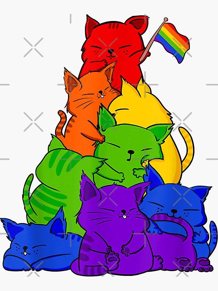 Pegatina «Orgullo Gay Gato LGBT Gatos lindos Pila Kawaii Anime Bandera ...