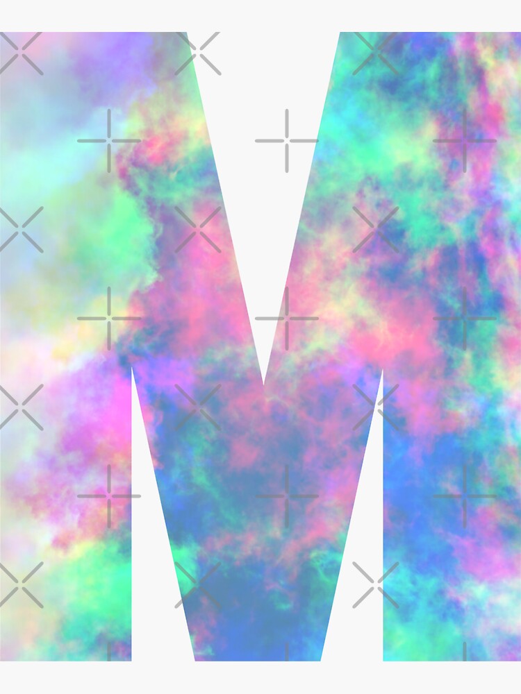 "Colored Tie Dye Letter M- Neon Clouds Aesthetic " Sticker by ...