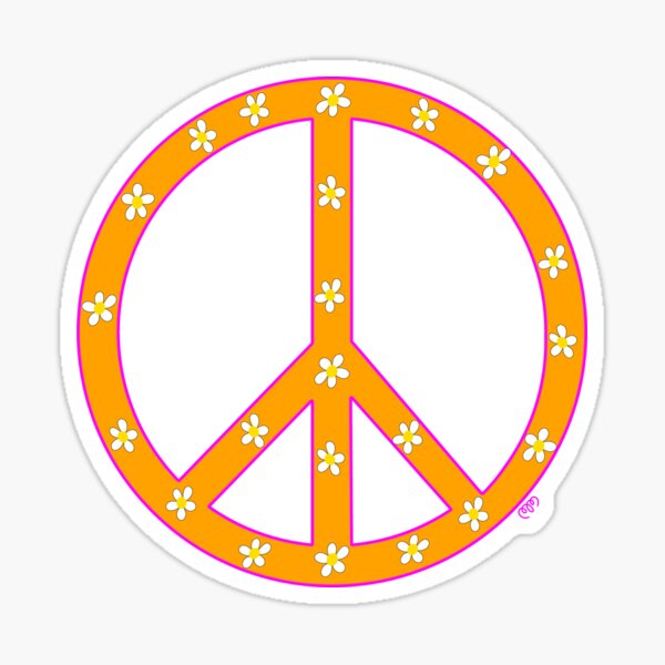 "Flower Power Peace Sign orange" Sticker for Sale by melaniemeisner ...