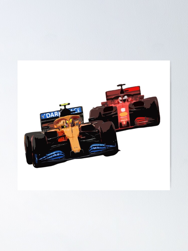 Póster «F1 Cars Battle - Papaya Vs Reds» de KleinDuBois | Redbubble