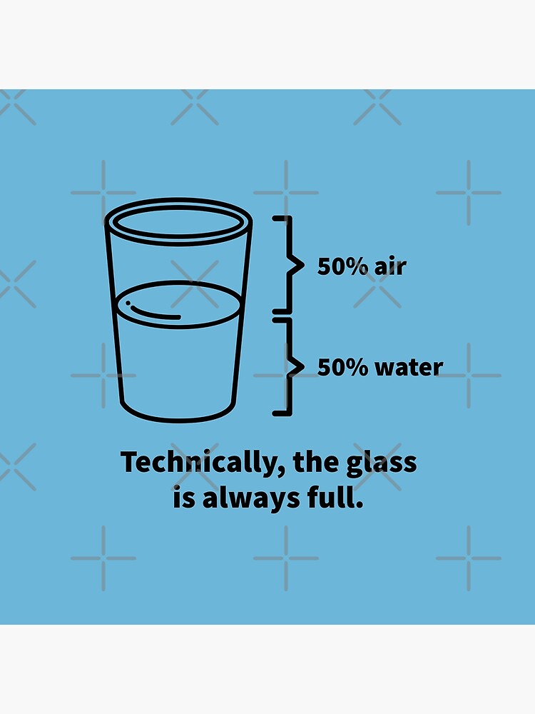 "Technically, the glass is always full." Poster for Sale by T-ShirtGuy ...