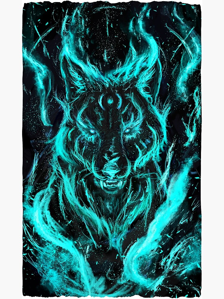 Blue Fire Flames Wolf