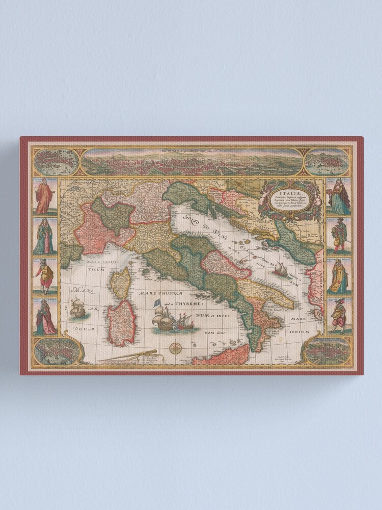 "Vintage Map of Italy 1640 - Italian Map" Canvas Print by molamode ...