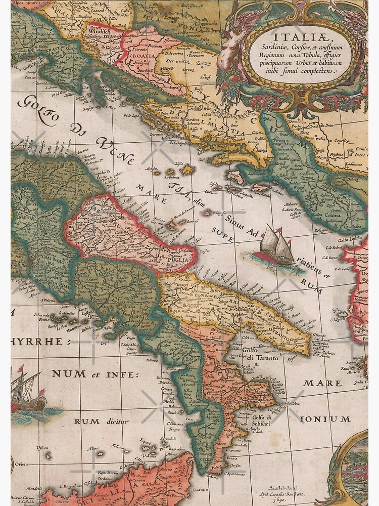 "Vintage Map of Italy 1640 - Italian Map" Spiral Notebook for Sale by ...