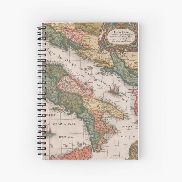 "Vintage Map of Italy 1640 - Italian Map" Spiral Notebook for Sale by ...