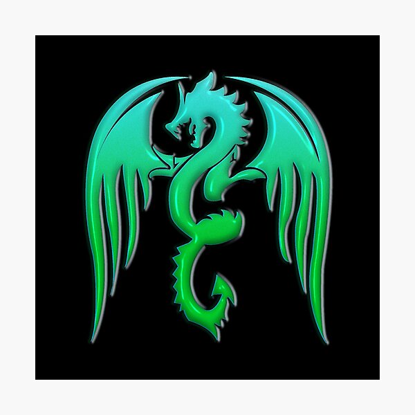 "Slime Green Silhouette Winged Dragon" Photographic Print for Sale by ...