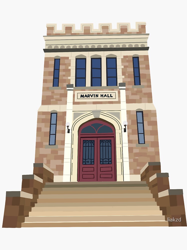 "KU Marvin Hall" Sticker for Sale by liakzd | Redbubble