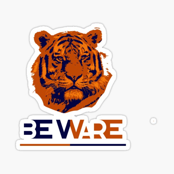 "Siberian Tiger Portrait Vector Illustration with Beware Text" Sticker ...