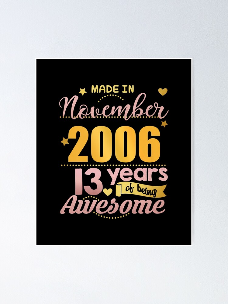 "13th Birthday Gift Daughter Niece 13 Year Old Girls November Premium ...
