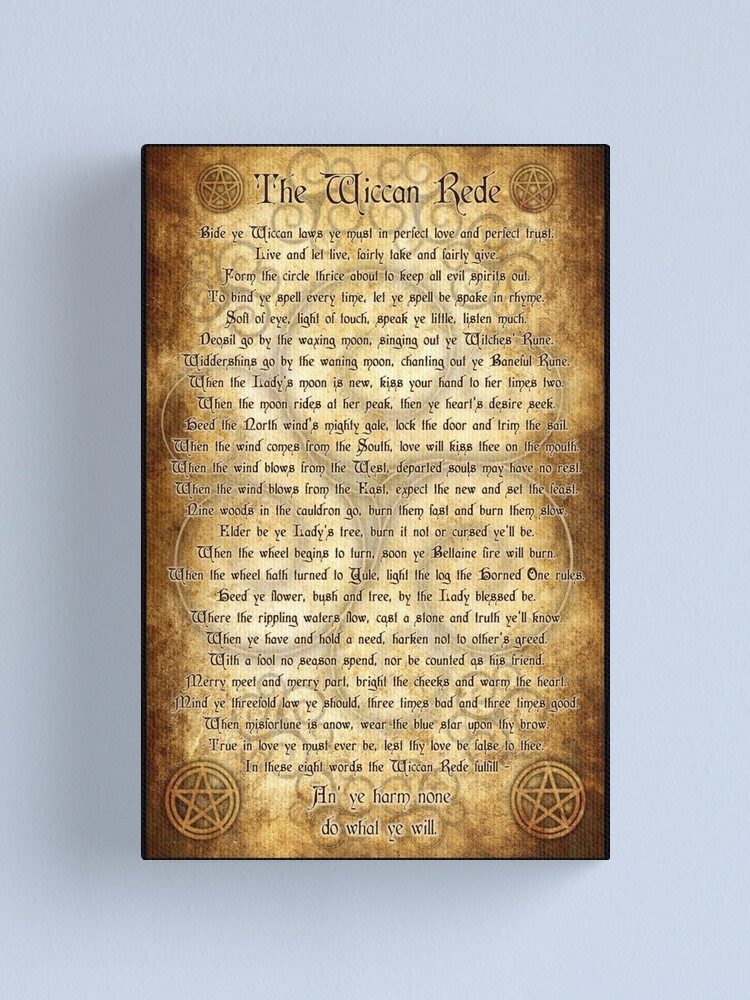 "Wiccan Rede with Parchment Background" Canvas Print for Sale by ...
