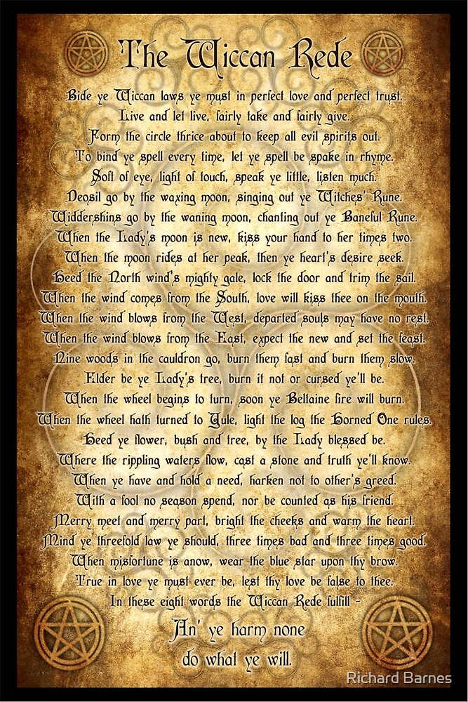 "Wiccan Rede with Parchment Background" by Ricky Barnes | Redbubble