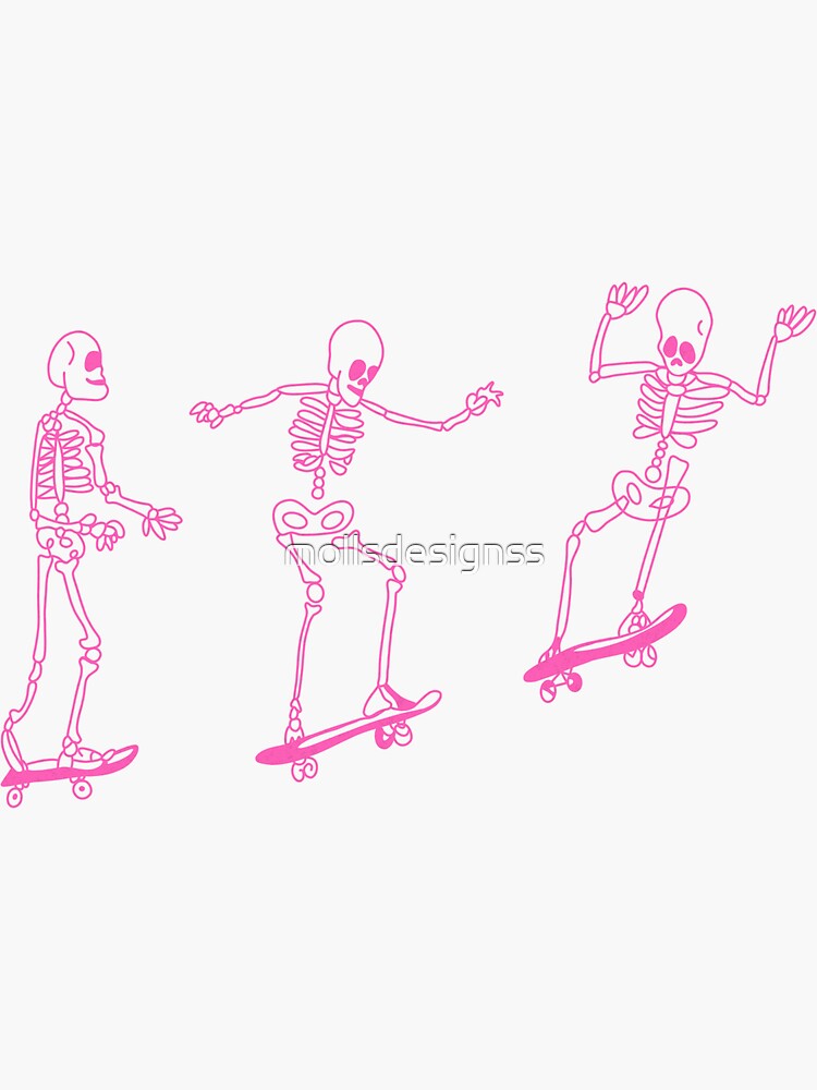"pink skeletons on skateboards " Sticker for Sale by mollsdesignss ...