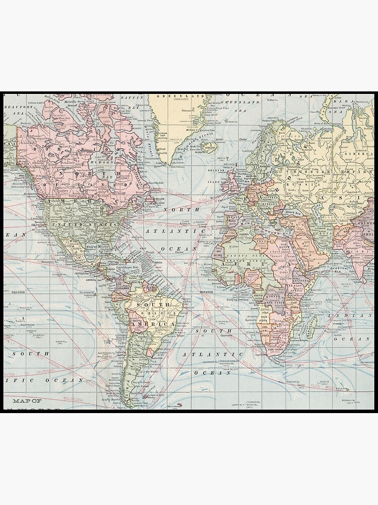 "Vintage World Map (1901)" Throw Blanket for Sale by BravuraMedia ...