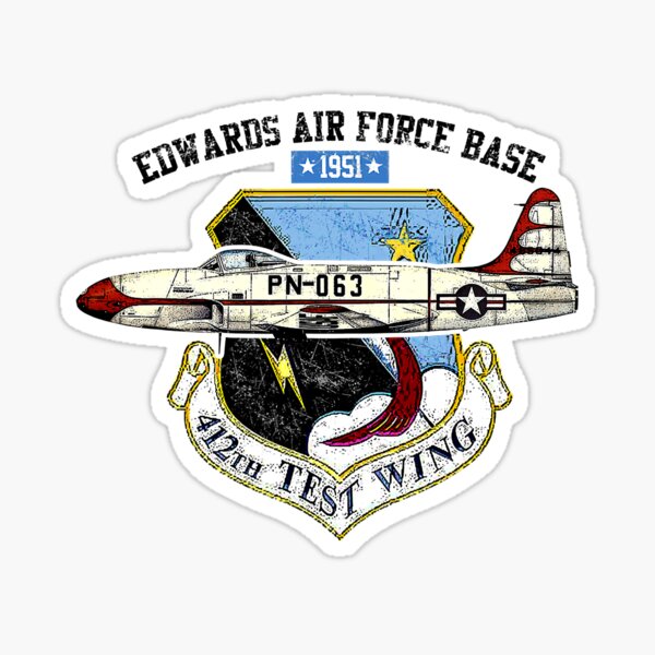 "Mens Vintage 1951 Test pilot, Edwards Air Force Base " Sticker for ...