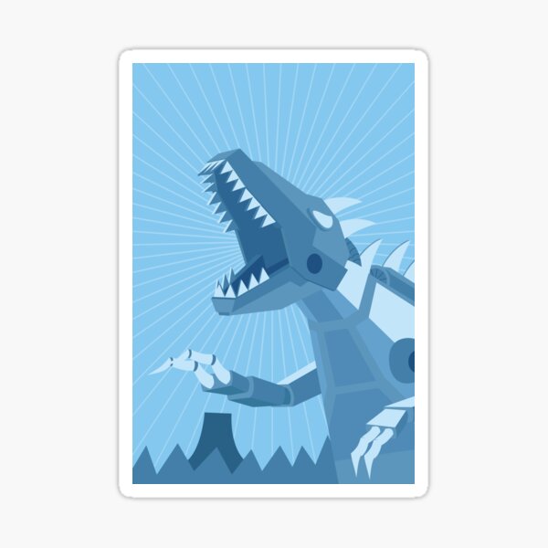 "Roaring Dinosaur Robot" Sticker by Reynaldo-Create | Redbubble