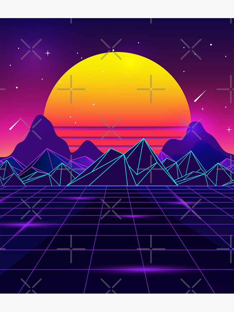 "Glowing Sunset Synthwave" Sticker for Sale by MaiZephyr | Redbubble