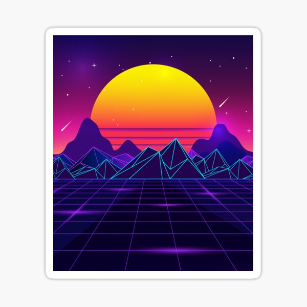 "Glowing Sunset Synthwave" Sticker for Sale by MaiZephyr | Redbubble