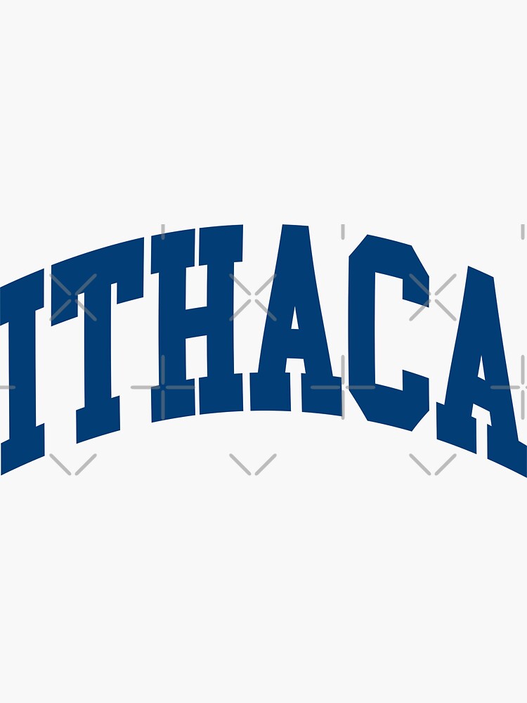"ithaca - college font curved" Sticker by scollegestuff | Redbubble