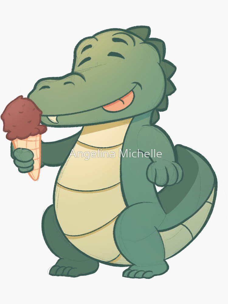 "Gator Eating Ice Cream" Sticker for Sale by AngieMichie | Redbubble