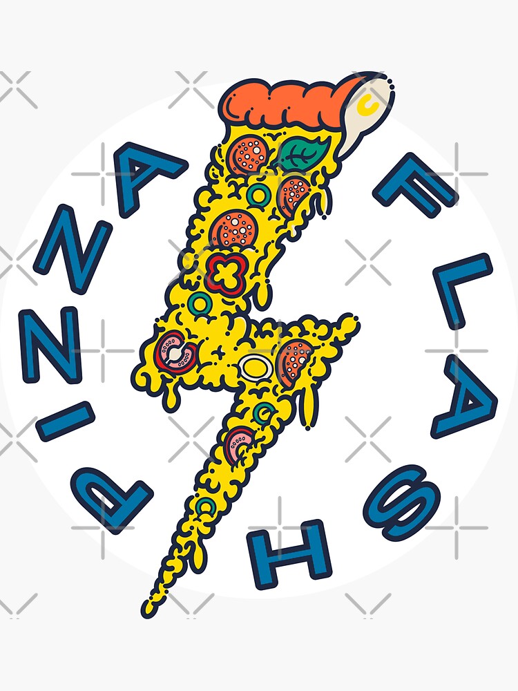"pizza flash, a slice of fun" Sticker for Sale by cappobeano | Redbubble