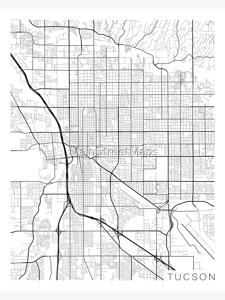 "Tucson Map, USA - Black and White" Poster for Sale by MainStreetMaps ...
